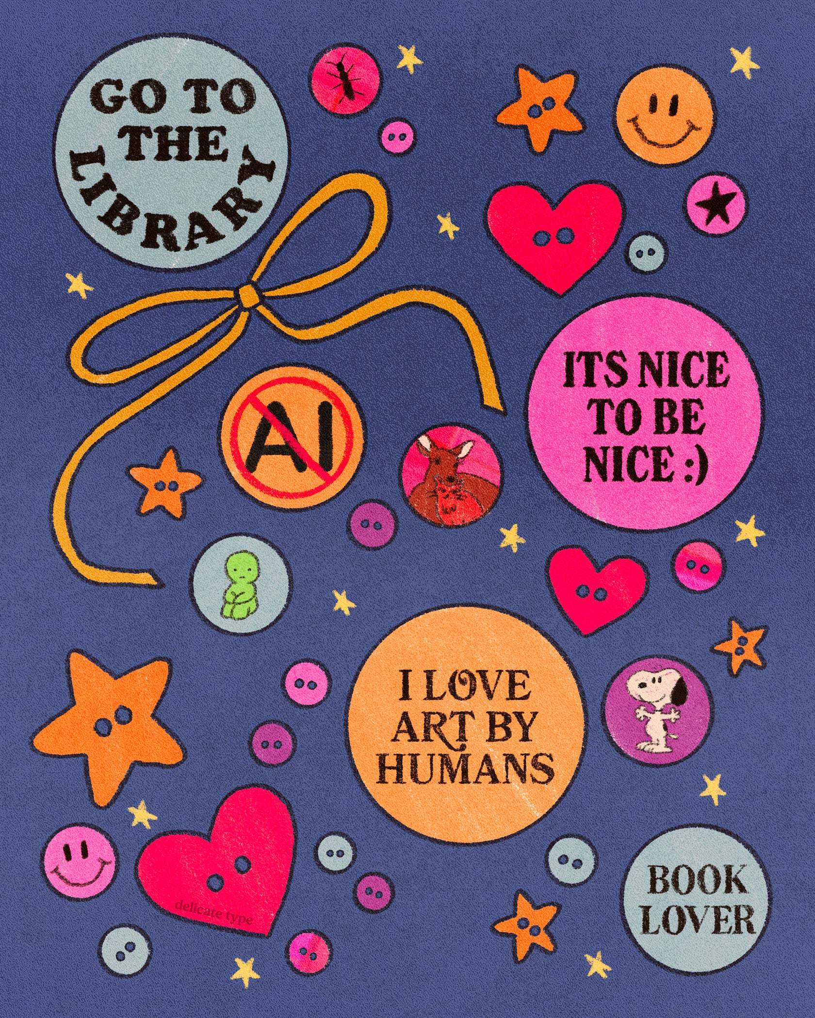 Buttons and Pins Print – Delicate Type